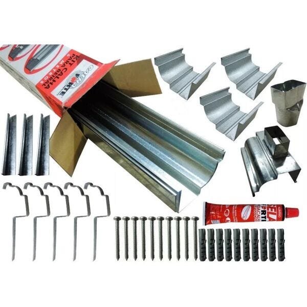 Kit Calha Galvanizado Para Beiral 12 Metros 26pç Calha Forte ...