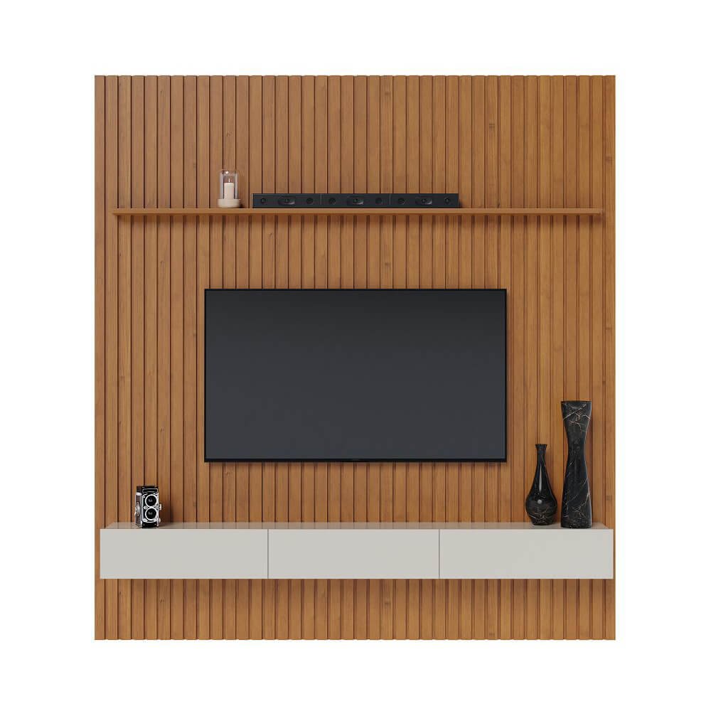 Painel para TV até 75 Polegadas Ripado Prime 2.2 Imcal Nature Off White | MadeiraMadeira