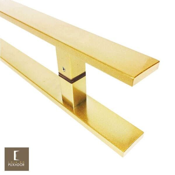 Puxador para Portas Duplo em Aço Inox 304 Modelo Clean Dourado Metálico ...