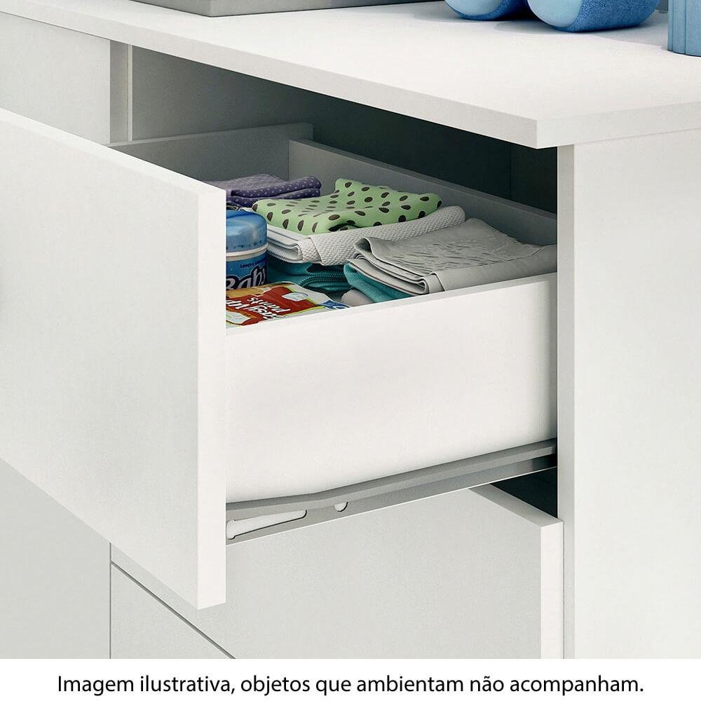 Cômoda Infantil Sport Car com 4 Gavetas - Branco | MadeiraMadeira