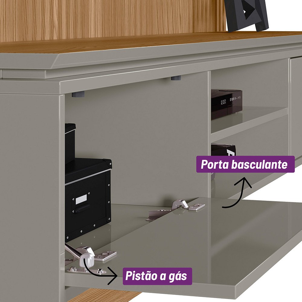 Painel Ripado Amêndoa/Titânio para TV até 75" Authentique - Linea ...