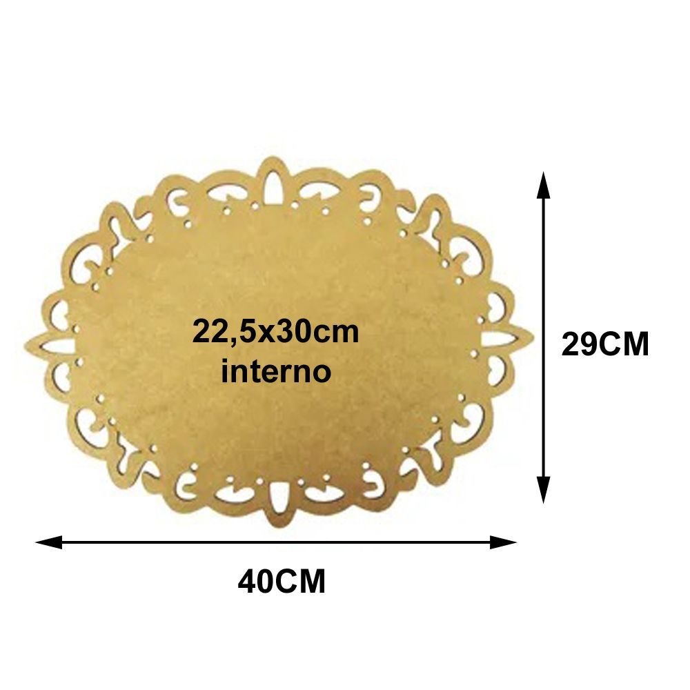 Kit com 3 Molduras em Mdf Oval Lisa Classica Tamanho:40x29cm Cod ...