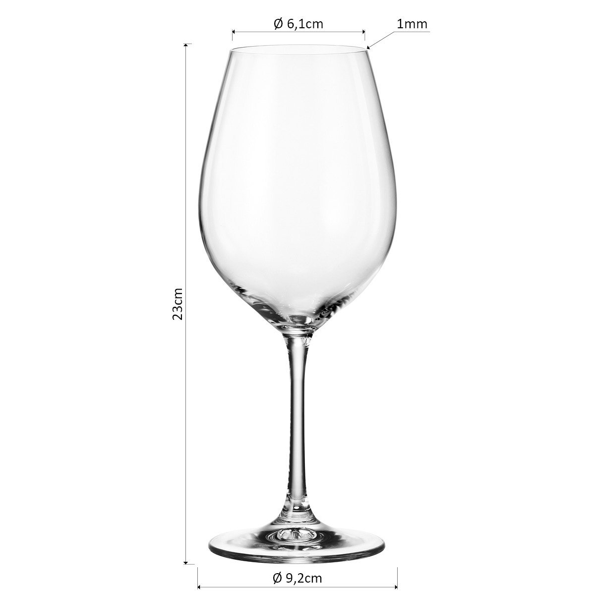 BOHEMIA SARAH TAÇA VINHO 23x9x9cm 520ml CRISTAL TRANSP 6PÇ | MadeiraMadeira