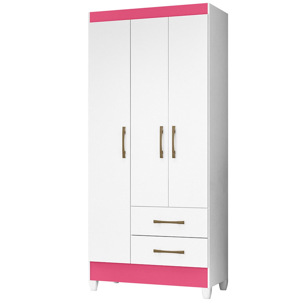 Guarda Roupa Lima 103cm 4 Portas Branco Rosa Flex Moval | MadeiraMadeira