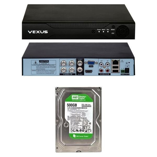 Kit DVR 4 Canais Full HD 5 In 1 Vs 6004 Vexus com HD 500Gb | MadeiraMadeira