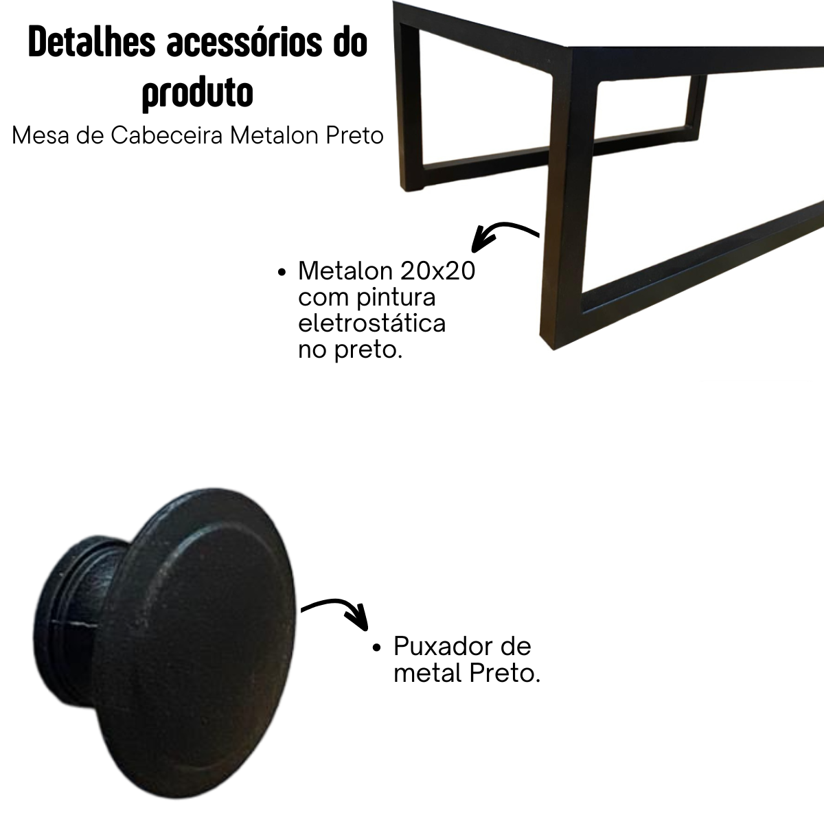 Mesa de Cabeceira Industrial Mdf com Pés Metalon Preto Plancasa Sal ...