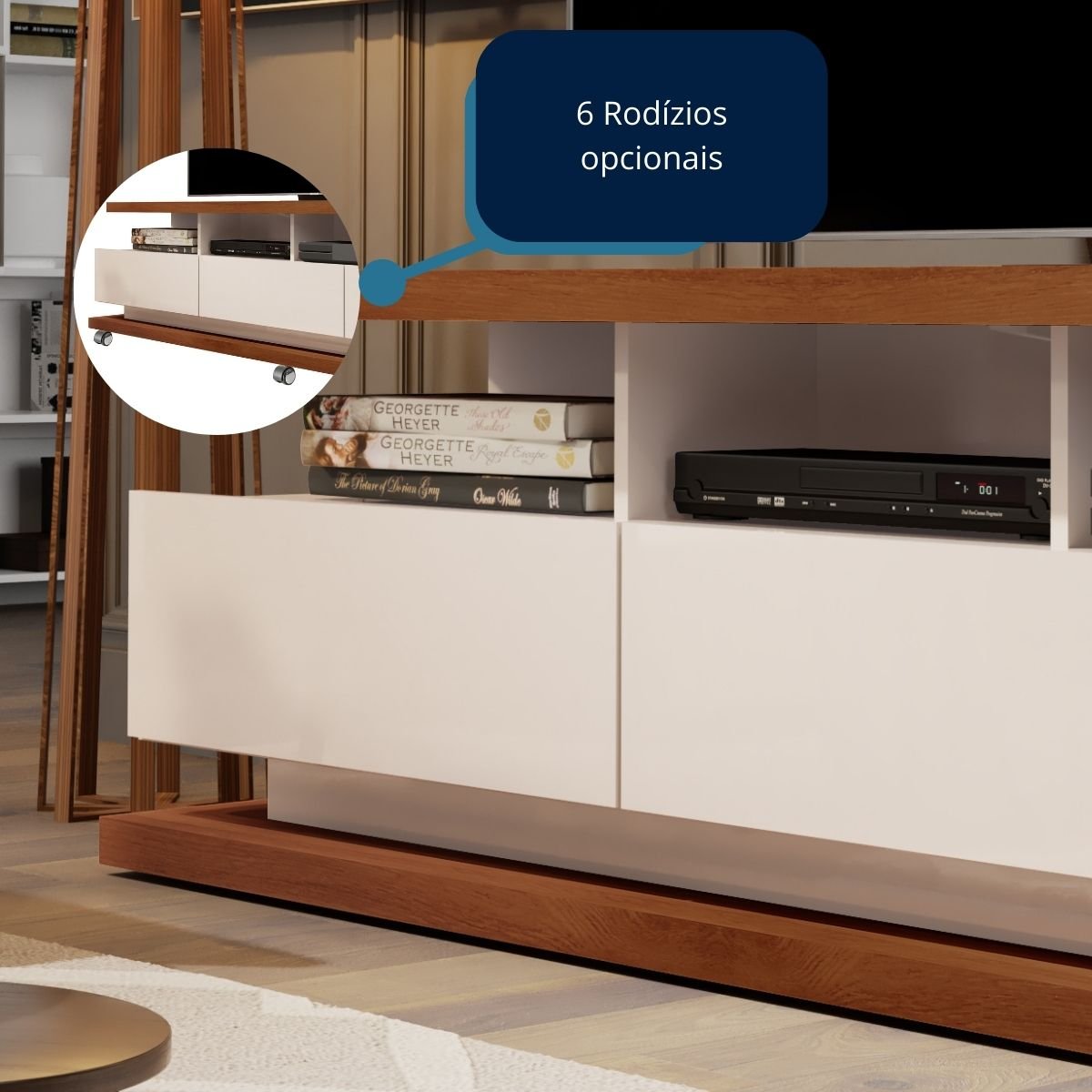 Rack para Sala Tv até 65 Polegadas com 3 Gavetas - Mod.2015 Cor:off White/freijó | MadeiraMadeira