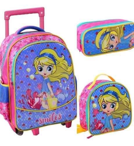 Mochila Meninas Criança Escolar Volta As Aulas Jardim Creche - Rosa ...