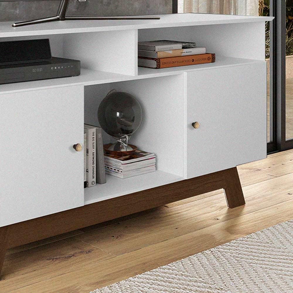 Rack Para Sala Estilo Retrô Branco Porto Luapa | MadeiraMadeira