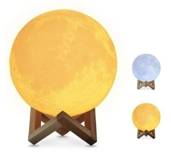 Luminária Lua Cheia 3D Cor Quente e Fria-10CM | MadeiraMadeira