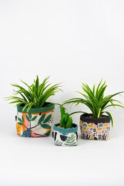 Conjunto Cachepot Linho Plantas | MadeiraMadeira