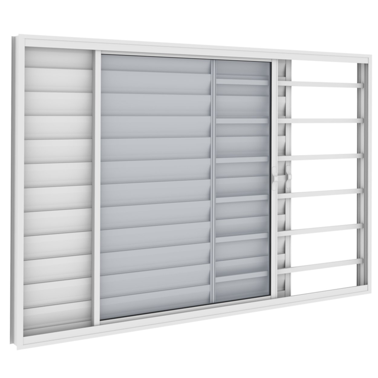 Janela Veneziana 3 Folhas 1,50m X 1m com Grade Horizontal em Alumínio ...