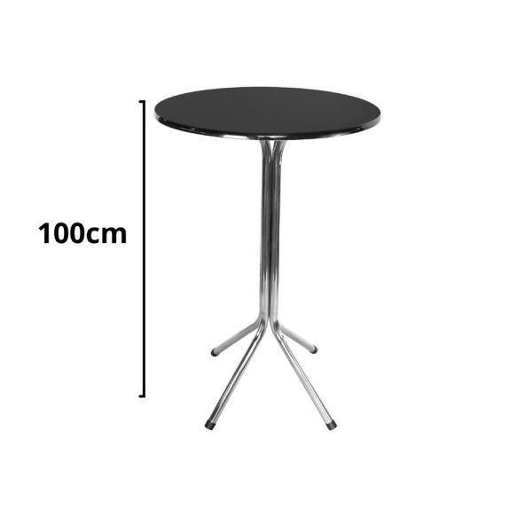 Jogo de Mesa Bistrô Cromado Tampo Preto Redondo 4 Banquetas Junco ...