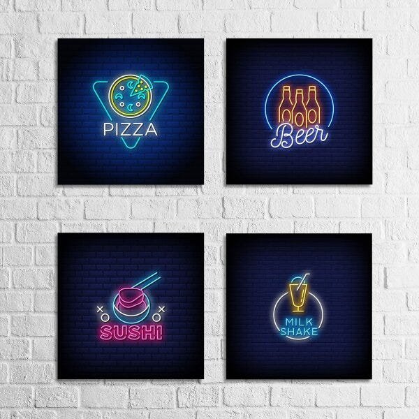 04 QUADROS MDF NEON BAR | MadeiraMadeira