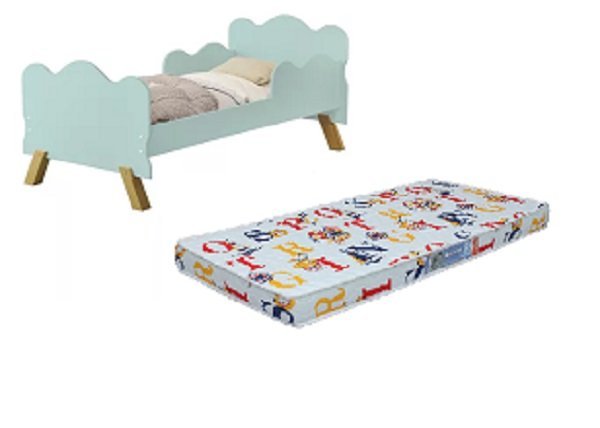 Mini Cama Angel Nuvem Menta Vj Com Colchão Espuma | MadeiraMadeira