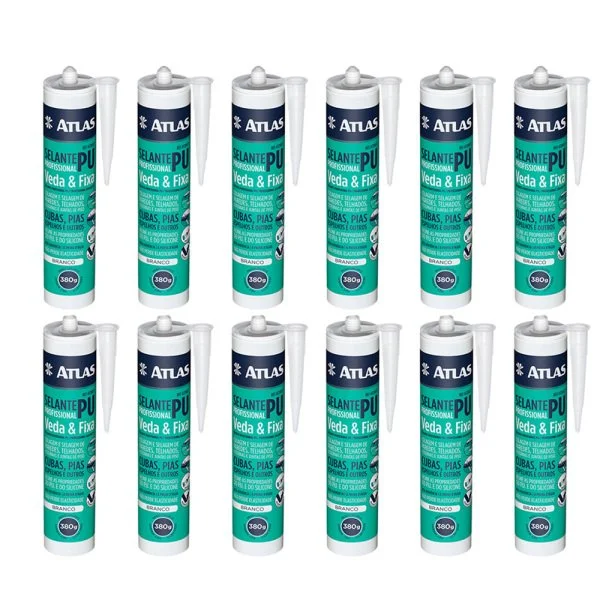 Kit 12 Adesivo Cola Selante Atlas Monocomponente Branco 452g ...