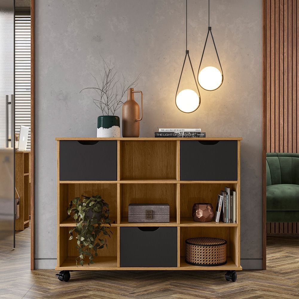 Nicho Organizador Freijó 3 Gavetas com Rodízios - Dritex:gavetas Pretas ...