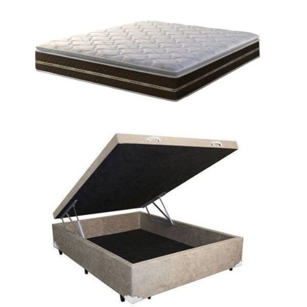 Cama Box Baú Casal Suede Bege + Colchão Phoenix Resistency D33 Casal ...