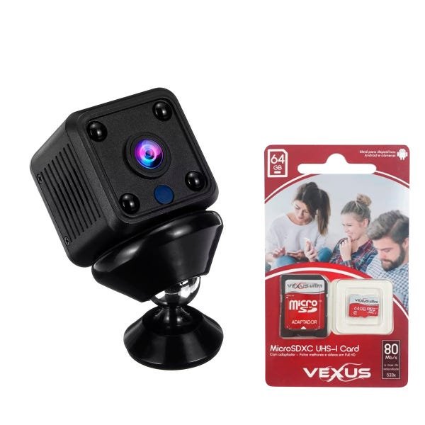 Mini Câmera IP Vexus 2 Mp Full HD 1080P Wifi Cartão 64Gb | MadeiraMadeira