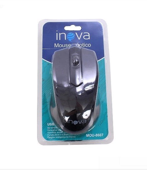 Mouse Óptico Inova Design Moderno 800dpi 100mAh - Preto | MadeiraMadeira