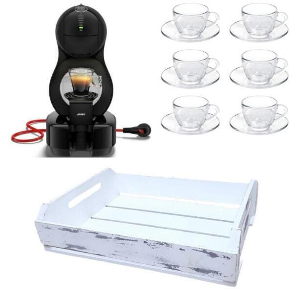 Kit Cafeteira 127 V E 6 Xícaras 90 Ml E Bandeja Mdf Branca | MadeiraMadeira