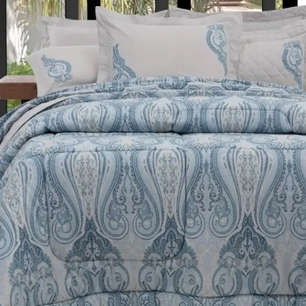 Jogo de Cama Vida Bela Sean 200 Fios - 100% Algodão - Azul Sean ...