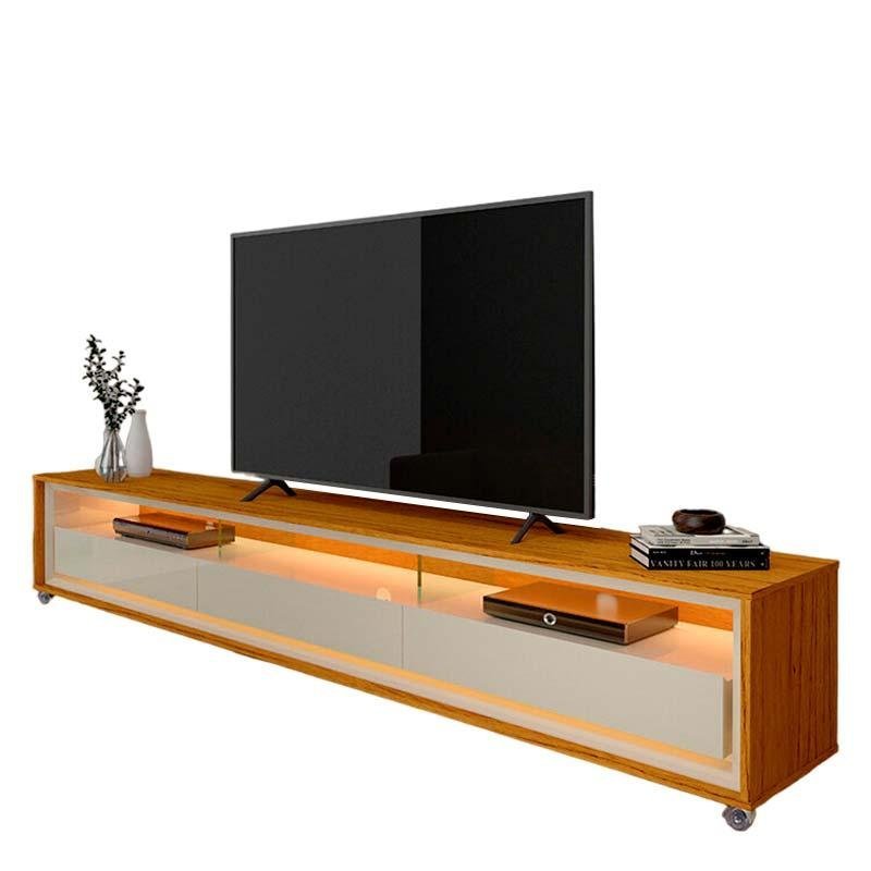 Rack Com LED Pra TV 75 Polegadas 212cm Requinte Rodízios Gelius ...