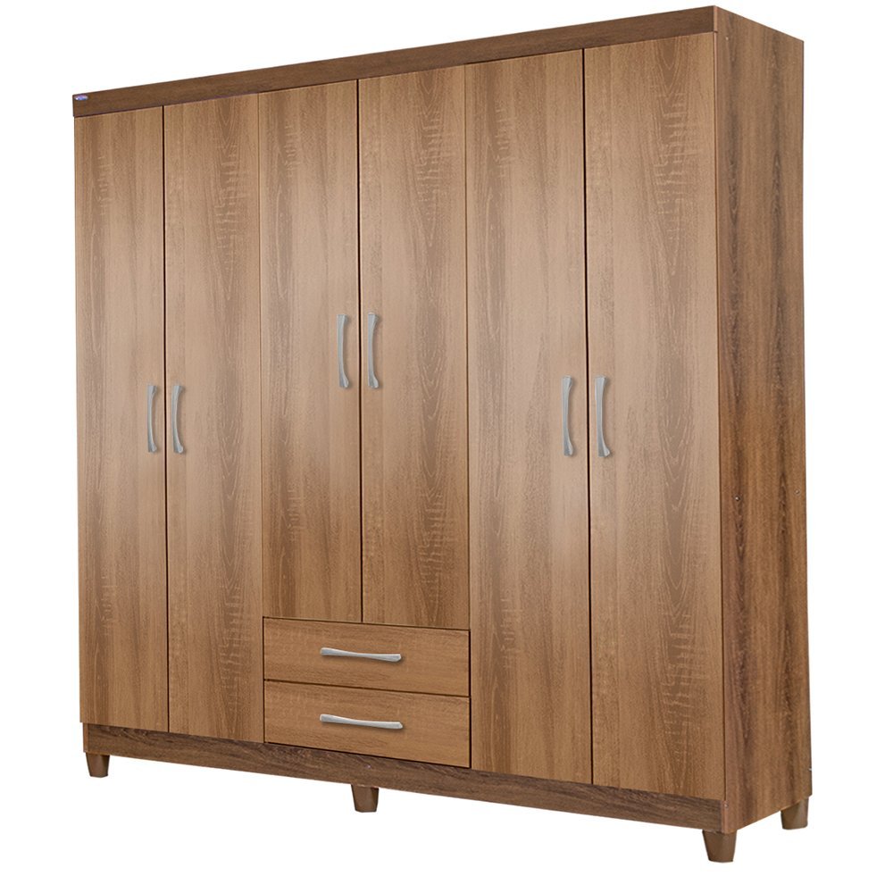 Guarda Roupa Monique 6 Portas e 2 Gavetas Mel - Rud Rack | MadeiraMadeira