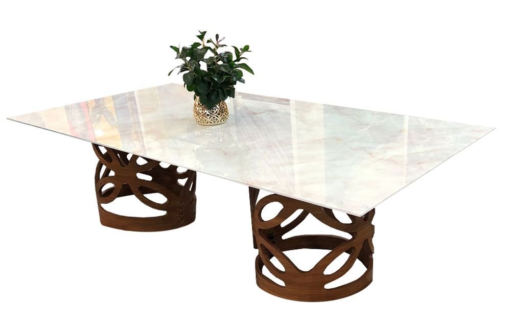 Mesa Retangular Neli Base Nogueira Tampo Onix - 1,80x0,90M | MadeiraMadeira