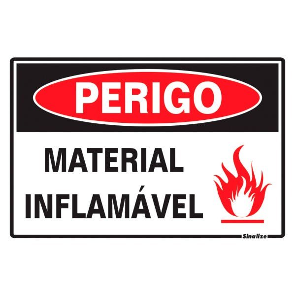 Placa de Sinalização 20x30cm Perigo Altamente Inflamável | MadeiraMadeira