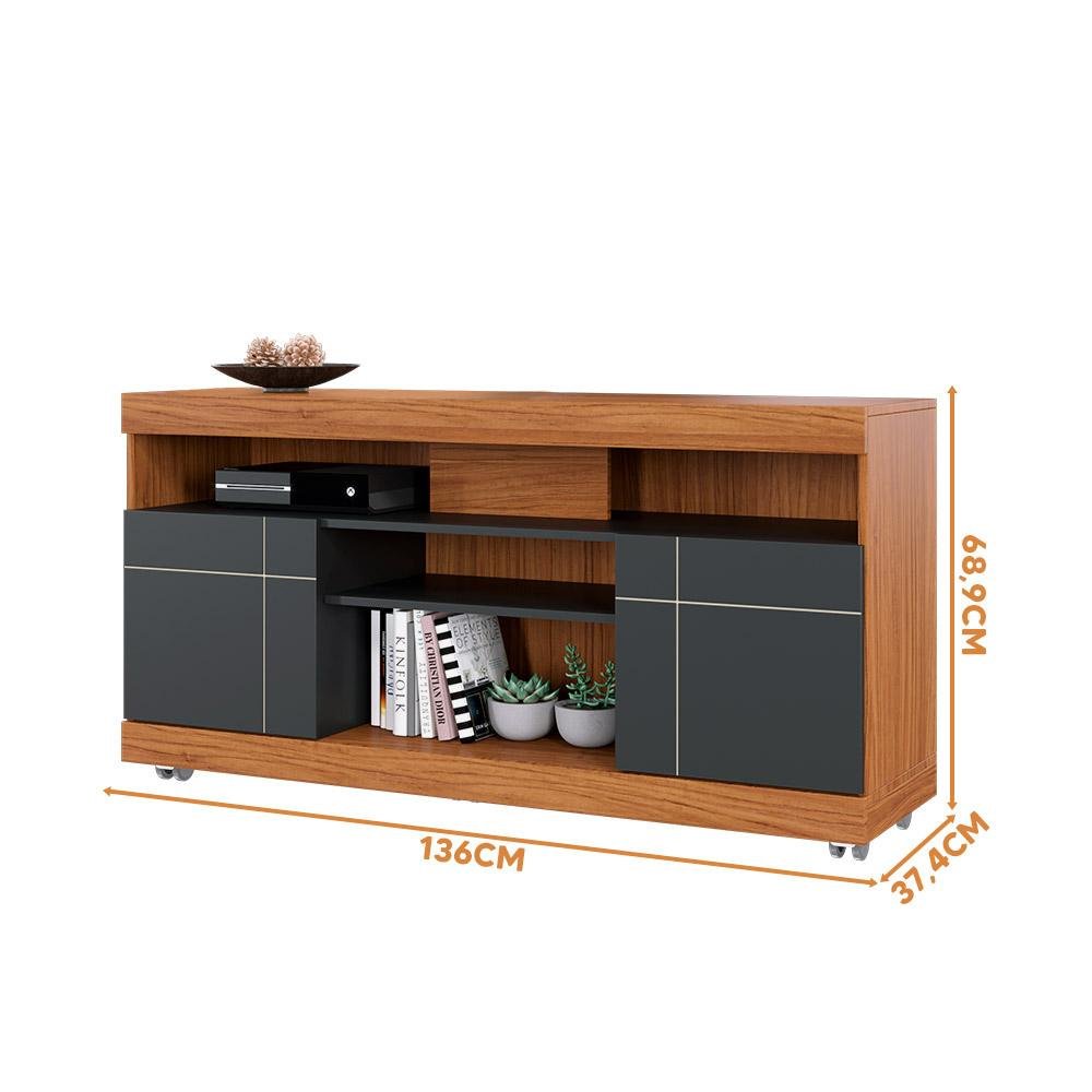 Rack Para TV Até 43 Polegadas Noce Milano Preto Fosco Michel Shop JM ...