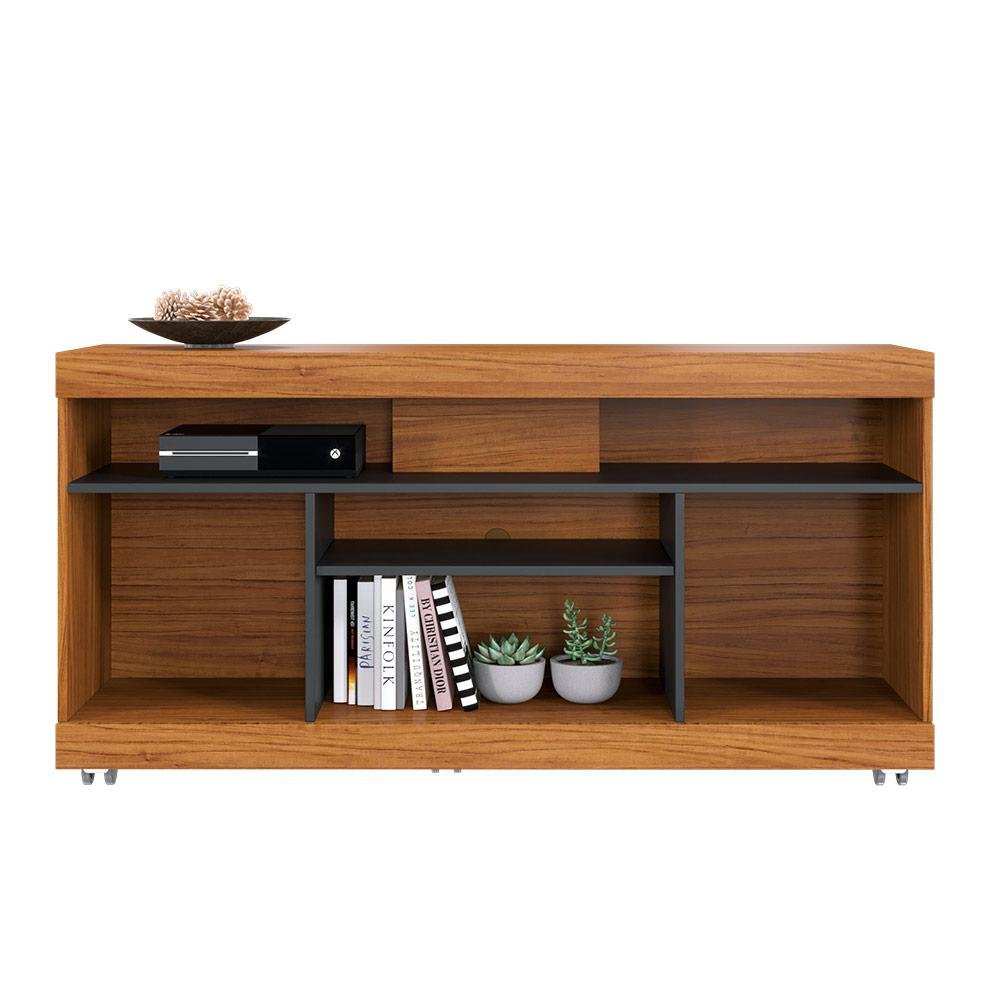 Rack Para TV Até 43 Polegadas Noce Milano Preto Fosco Michel Shop JM ...