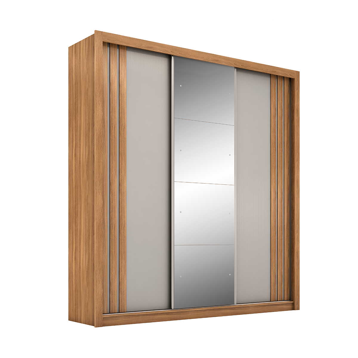 Guarda Roupa Espelhado 3 Portas Oba Amêndola Nude Preto | MadeiraMadeira