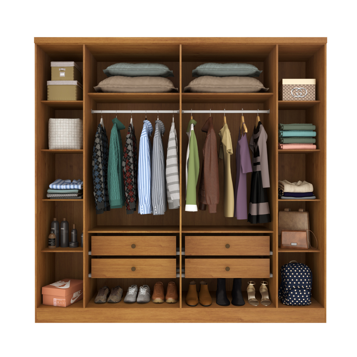 Guarda Roupa Casal 6 Portas 4 Gavetas Veneza Tcil Cinamomo / Off White | MadeiraMadeira