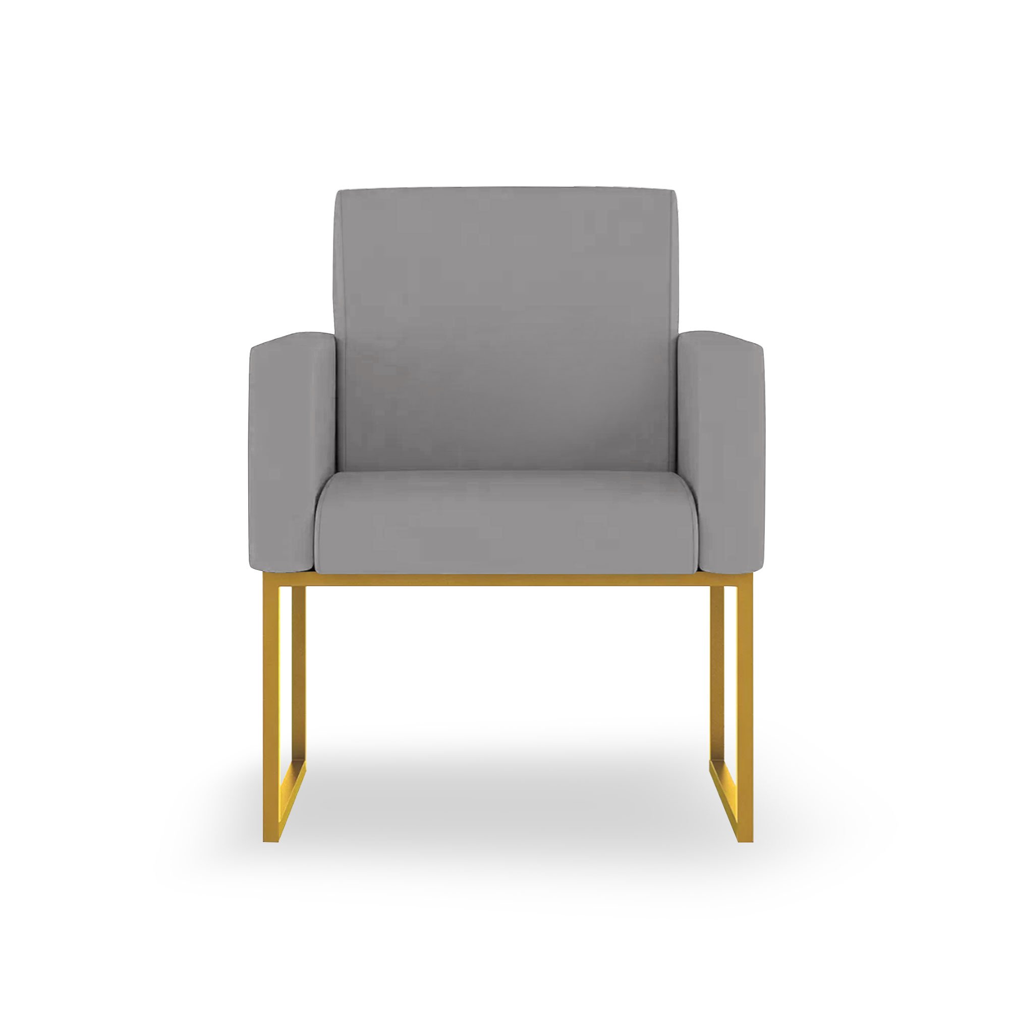 Poltrona Moderna para Sala Cor Cinza - Base de Ferro Dourado ...