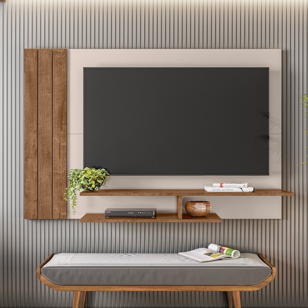 Painel Home Suspenso com Nicho para TV até 55 Polegadas Star Off White ...