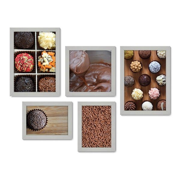 Kit Com 5 Quadros Decorativos - Doceria - Brigadeiros - Doces - Cozinha ...