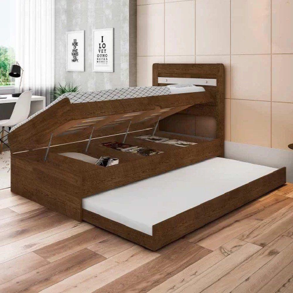 Cama Solteiro Malbec Off White Com Auxiliar E Dois Colchões ...