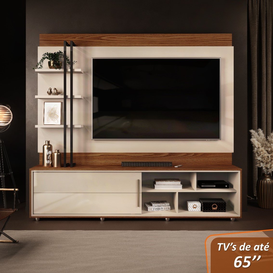 Painel Home Theater TV até 65 Pol. 2,00m Logan Dj Móveis - Marromquim ...