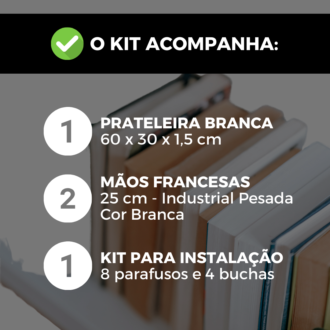 Prateleira Multiuso 60x30 Mão Francesa Reforçada Cor Branco ...
