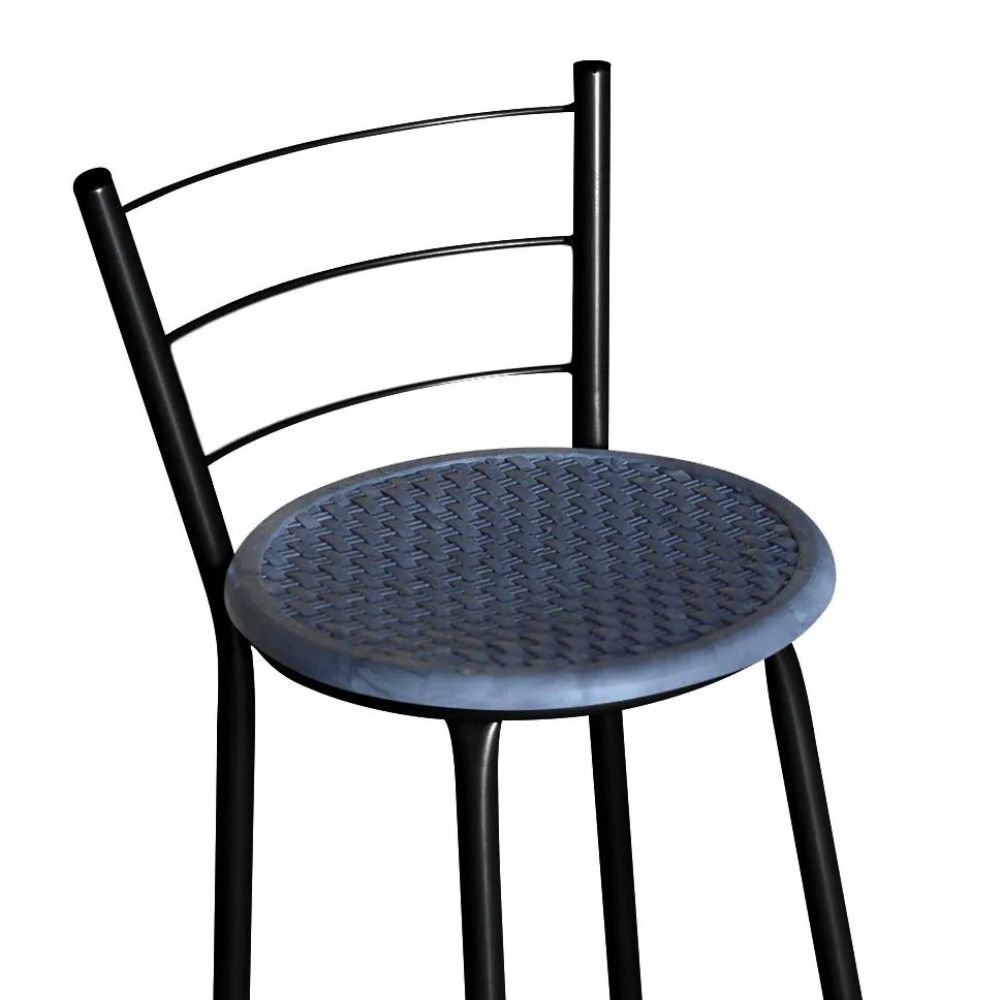 Banqueta Alta Ratan Preta Retro - Azul | MadeiraMadeira
