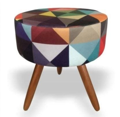 Puff Redondo Suede Triangulo Colorido | MadeiraMadeira