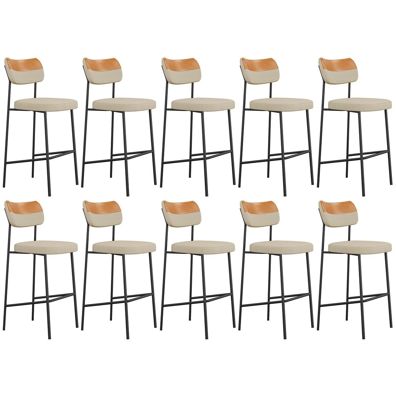 Banqueta Alta Bar Estofada Kit 10 Milli Linho Caramelo/areia A14 ...