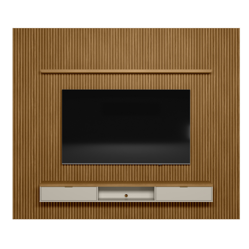 Painel Home Ripado Para TV Até 75 Polegadas 3.0 Com Nicho e Prateleira ...