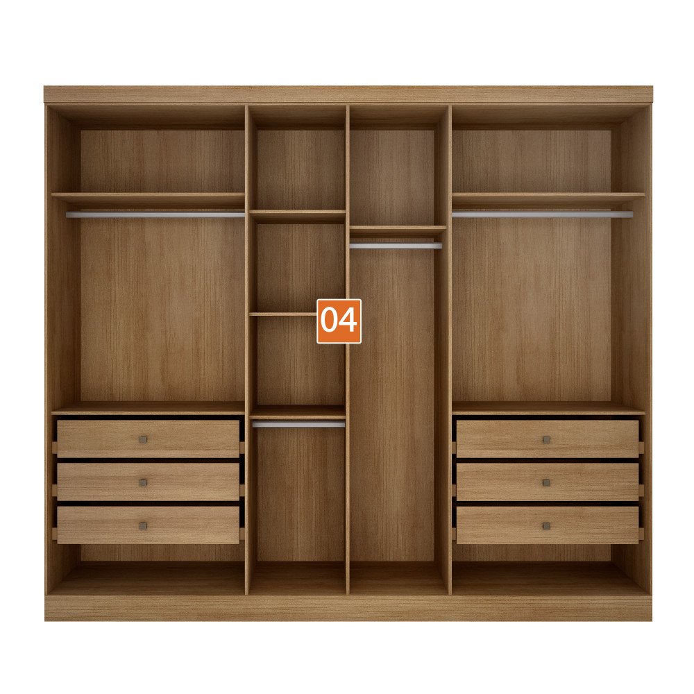 Guarda-Roupa Modulado de Casal Safira 003 em MDF com 12 Portas e 7 ...