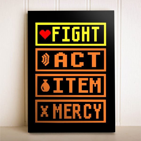 Placa Decorativa Video Game Jogo Undertale FIGHT | MadeiraMadeira