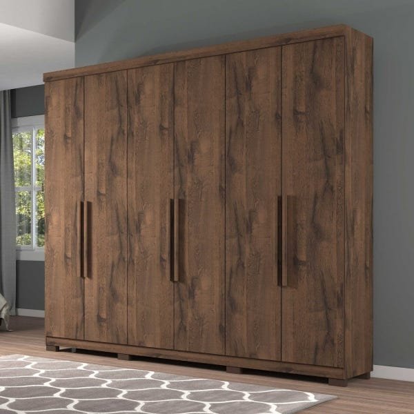 Guarda-Roupa Dubai 6 Portas Branco - Imbuia Prime | MadeiraMadeira