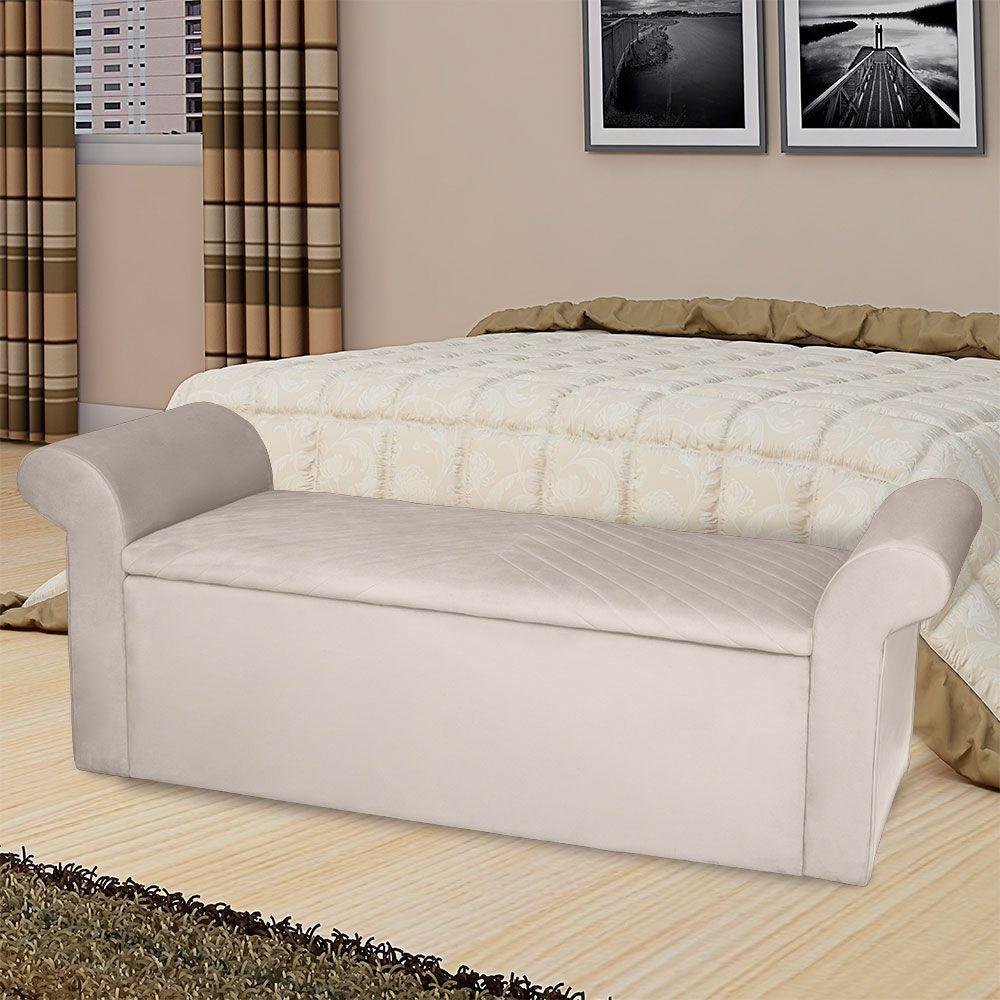 Recamier Baú Viena Queen 160 Cm Suede Bege Claro | MadeiraMadeira