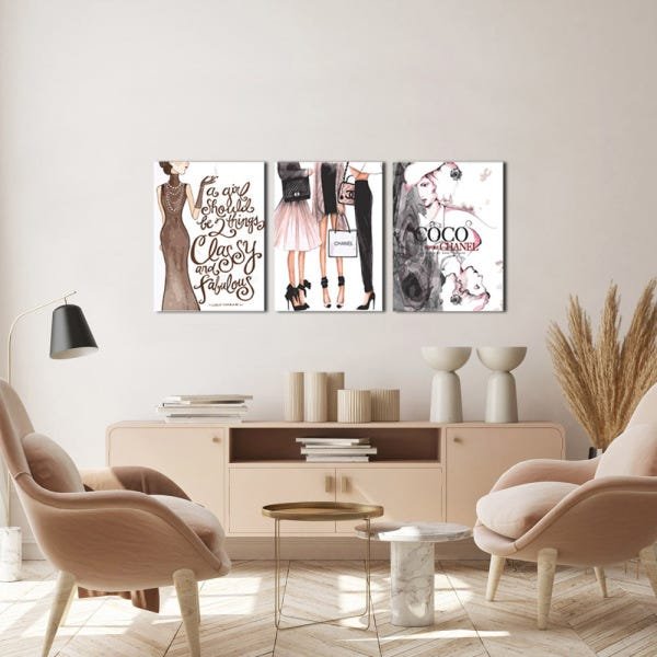 Kit 3 Quadros Decorativos Chanel | MadeiraMadeira