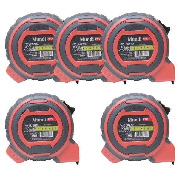 Trena Profissional 3 Metros 16mm Emborrachada Mundi - Kit com 5 ...